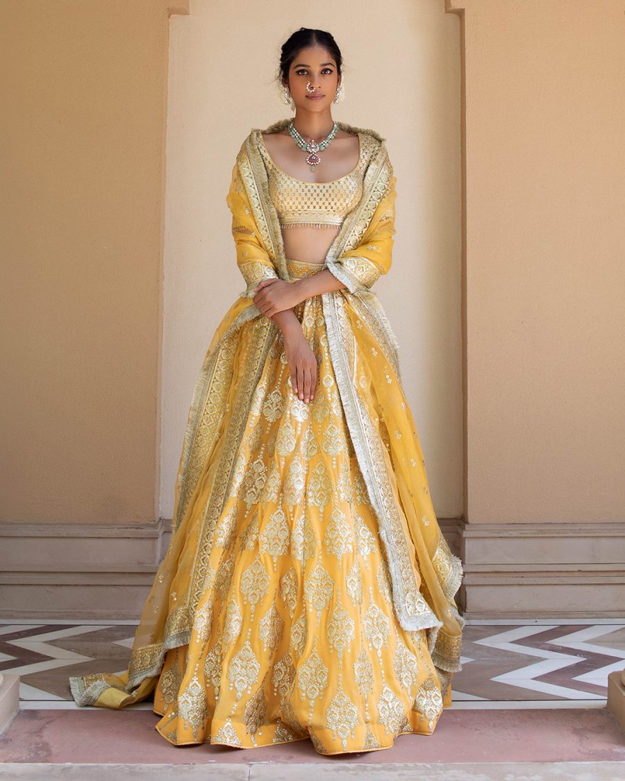 Yellow bridal Lehenga For A Vibrant Haldi Ceremony