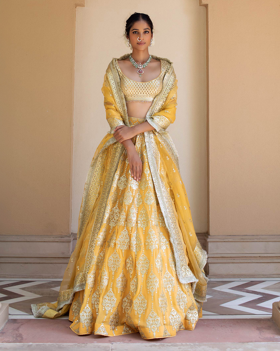 Yellow bridal Lehenga For A Vibrant Haldi Ceremony
