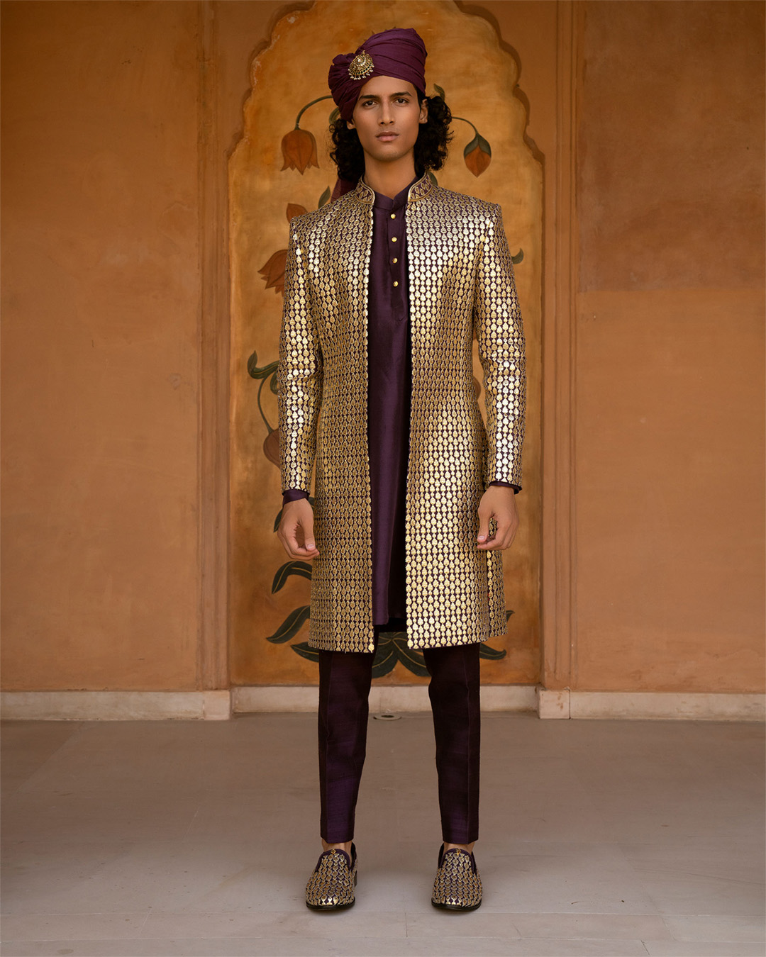 Top 5 golden sherwani design for modern grooms